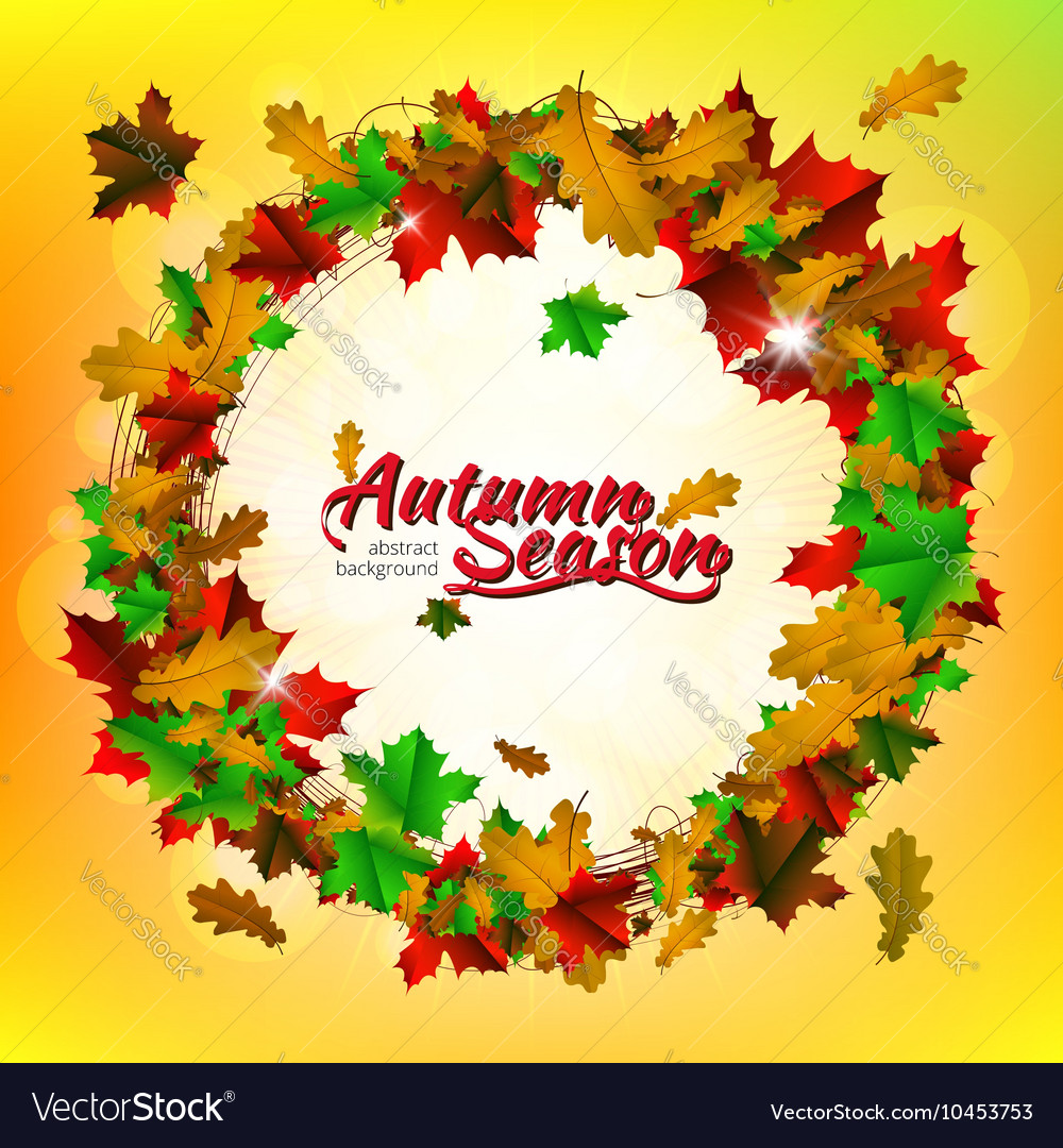 Autumn season round frame Royalty Free Vector Image - VectorStock
