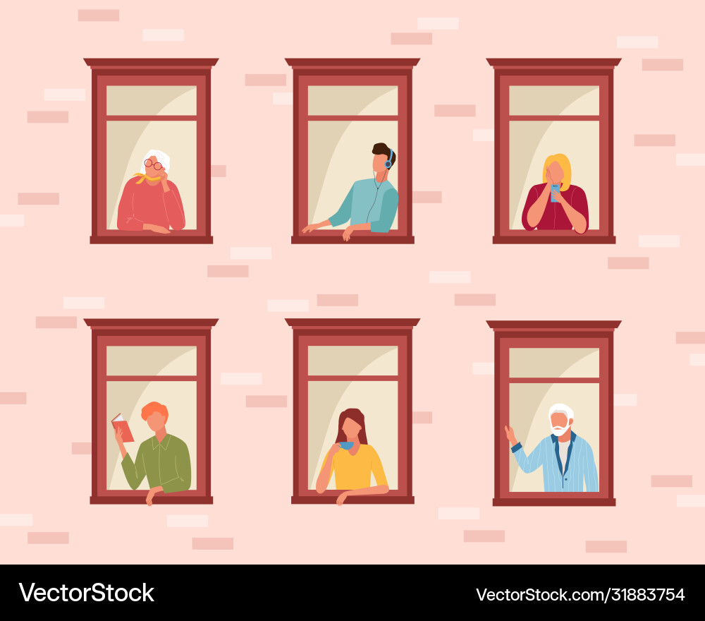 People self isolation stay home life Royalty Free Vector