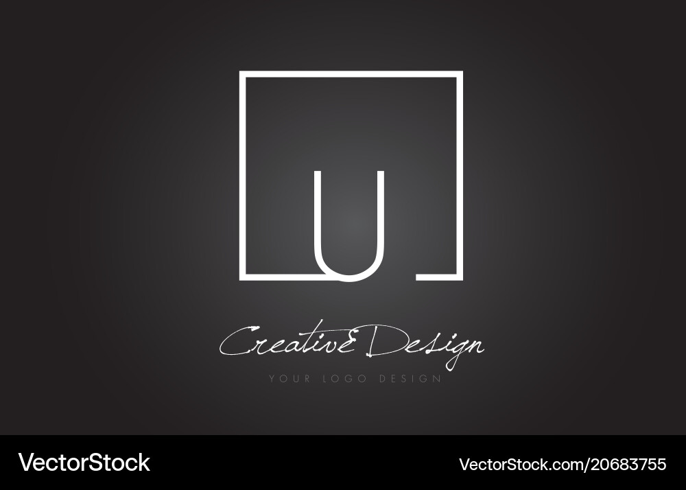 U square frame letter logo design with black Vector Image