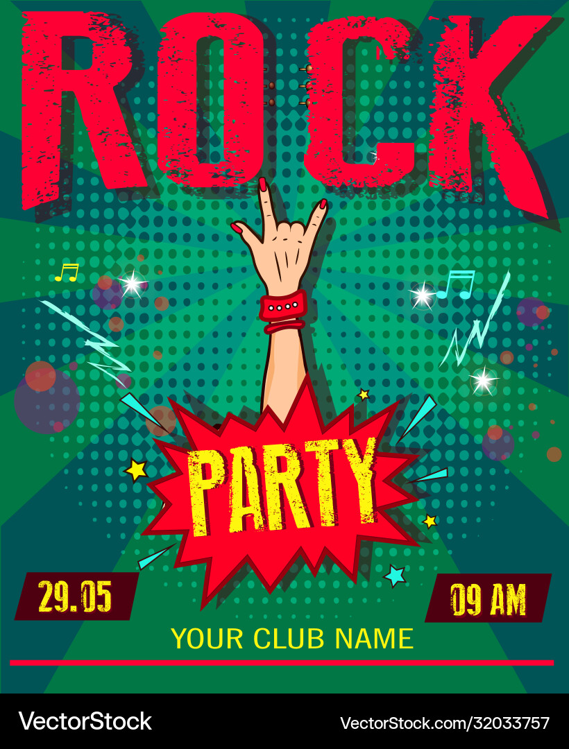 Rock party poster Royalty Free Vector Image - VectorStock