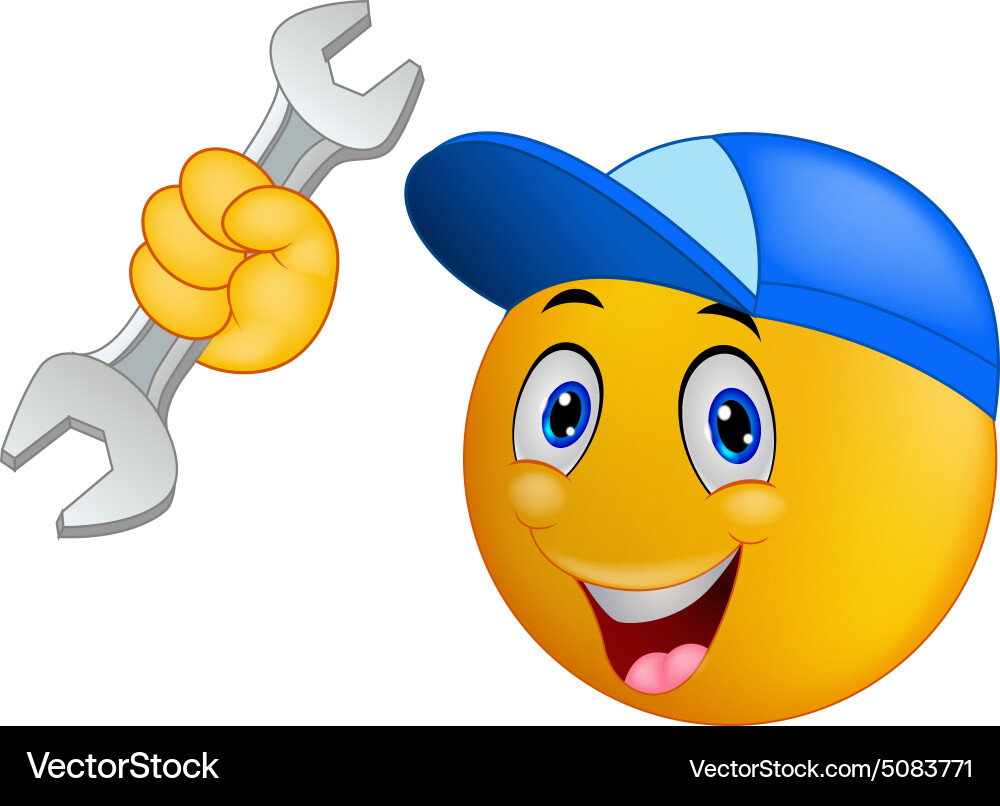 Repairman emoticon smiley Royalty Free Vector Image
