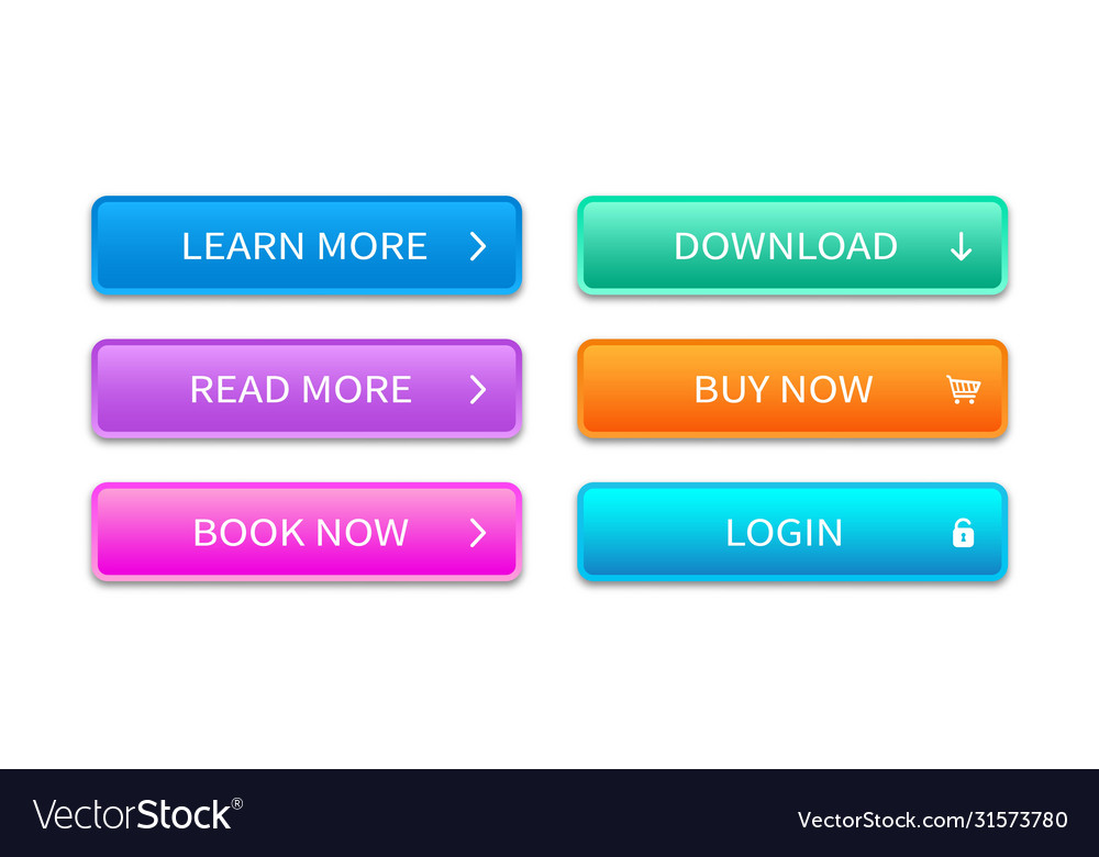 Multicolored rectangular shape web button Vector Image