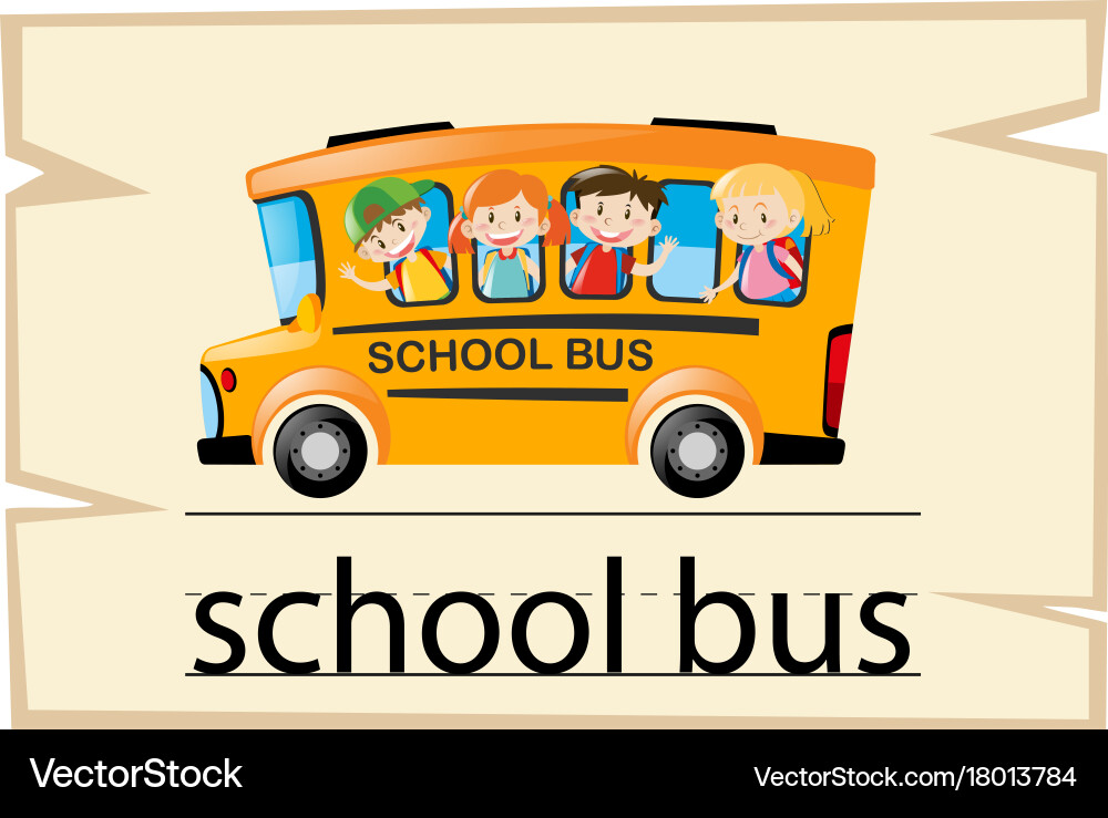 Wordcard template for word school bus Royalty Free Vector