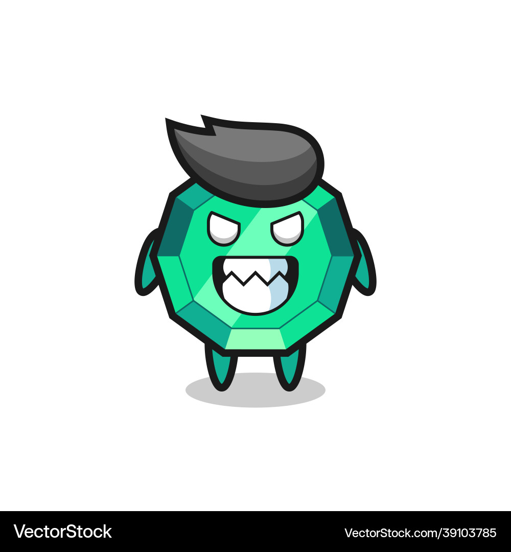 Evil expression of the emerald gemstone cute Vector Image