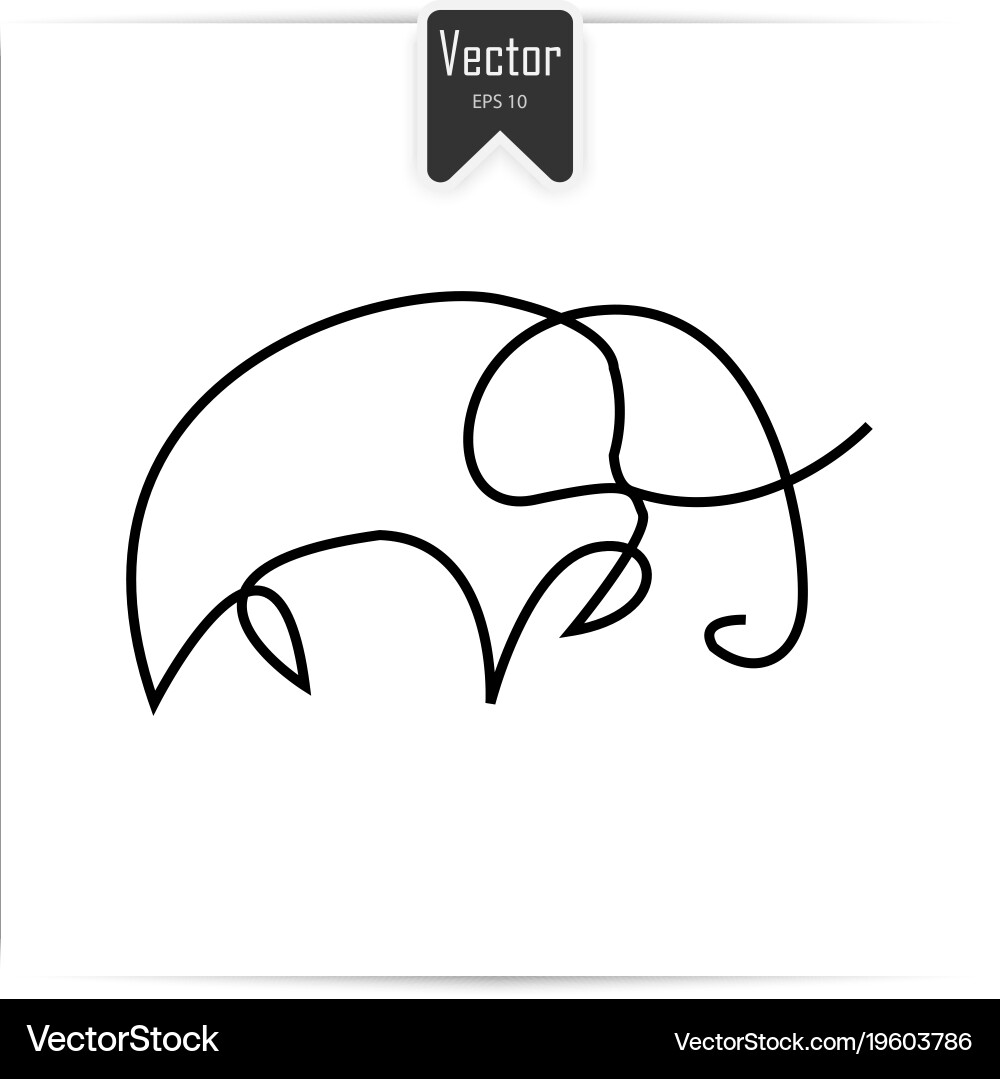 One line elephant design silhouette Royalty Free Vector