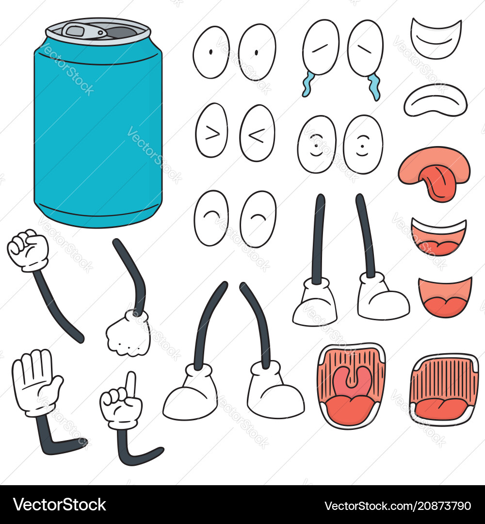 Set of can cartoon Royalty Free Vector Image - VectorStock