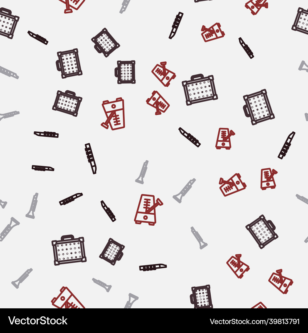 Set line flute guitar amplifier clarinet Vector Image