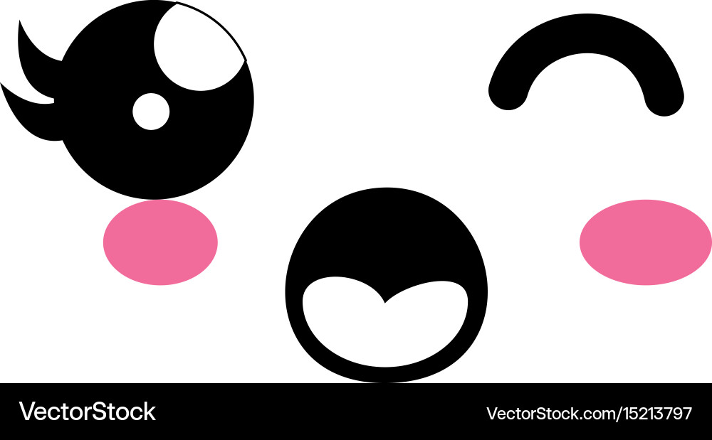 Cute kawaii cartoon face Royalty Free Vector Image