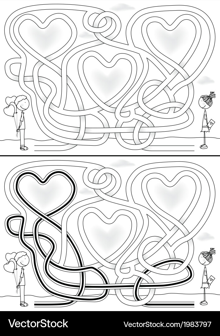 Love maze Royalty Free Vector Image - VectorStock