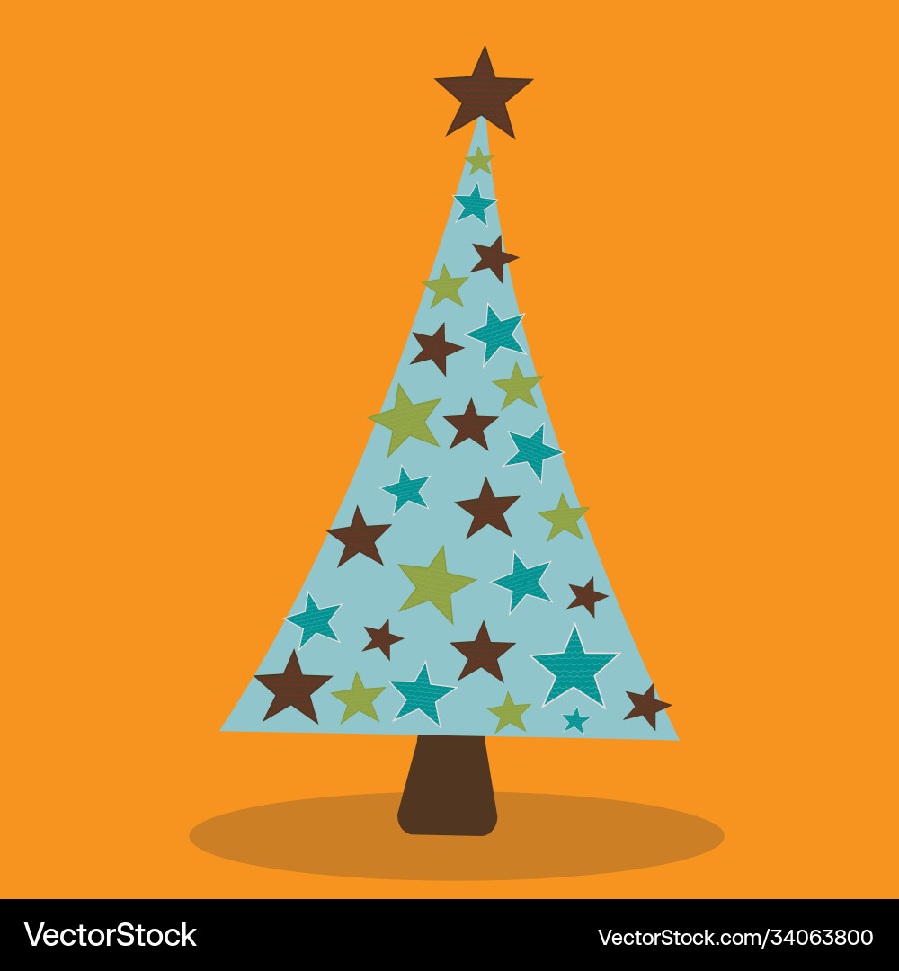 Winter tree stars blue 10 Royalty Free Vector Image