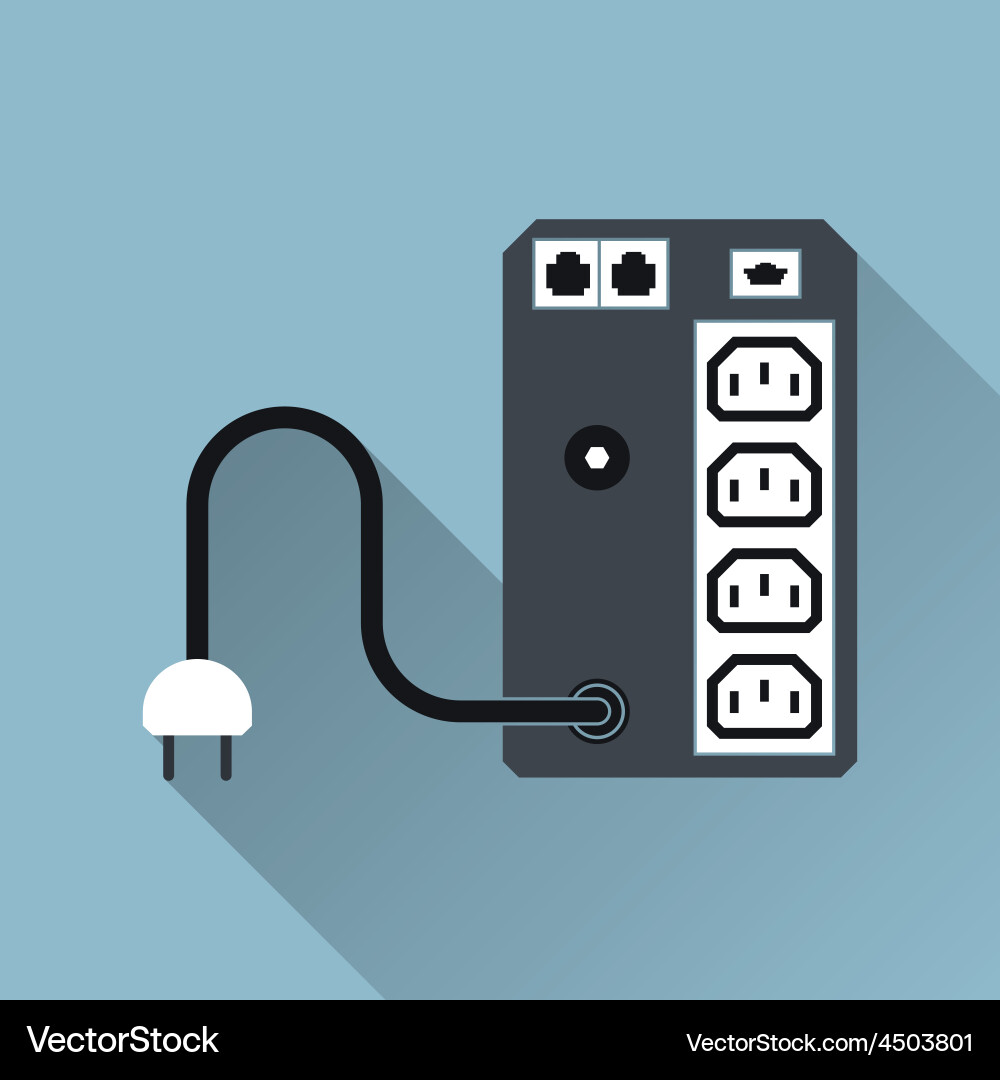 UPS Uninterruptible Power Supply Icon Long Shadow Vector Image