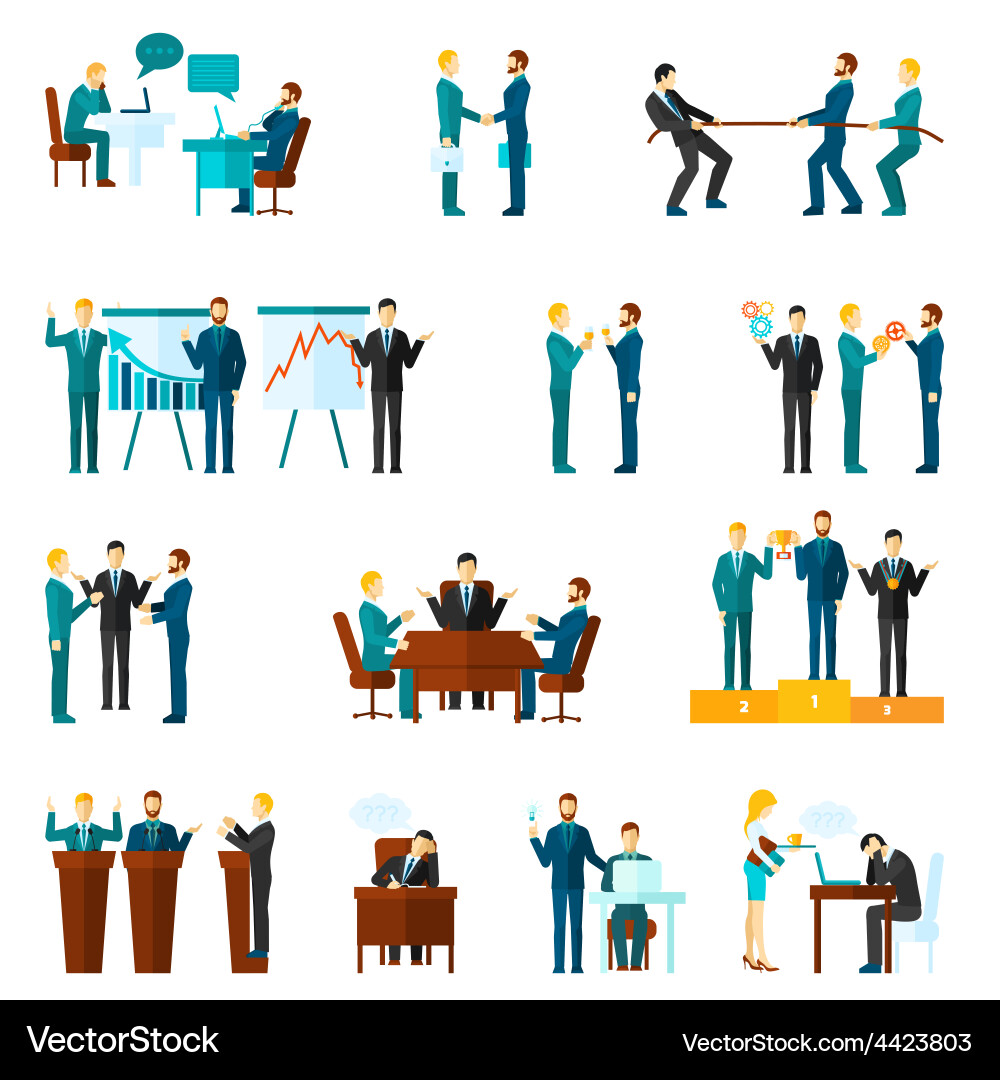 Collaboration Icons Set Royalty Free Vector Image