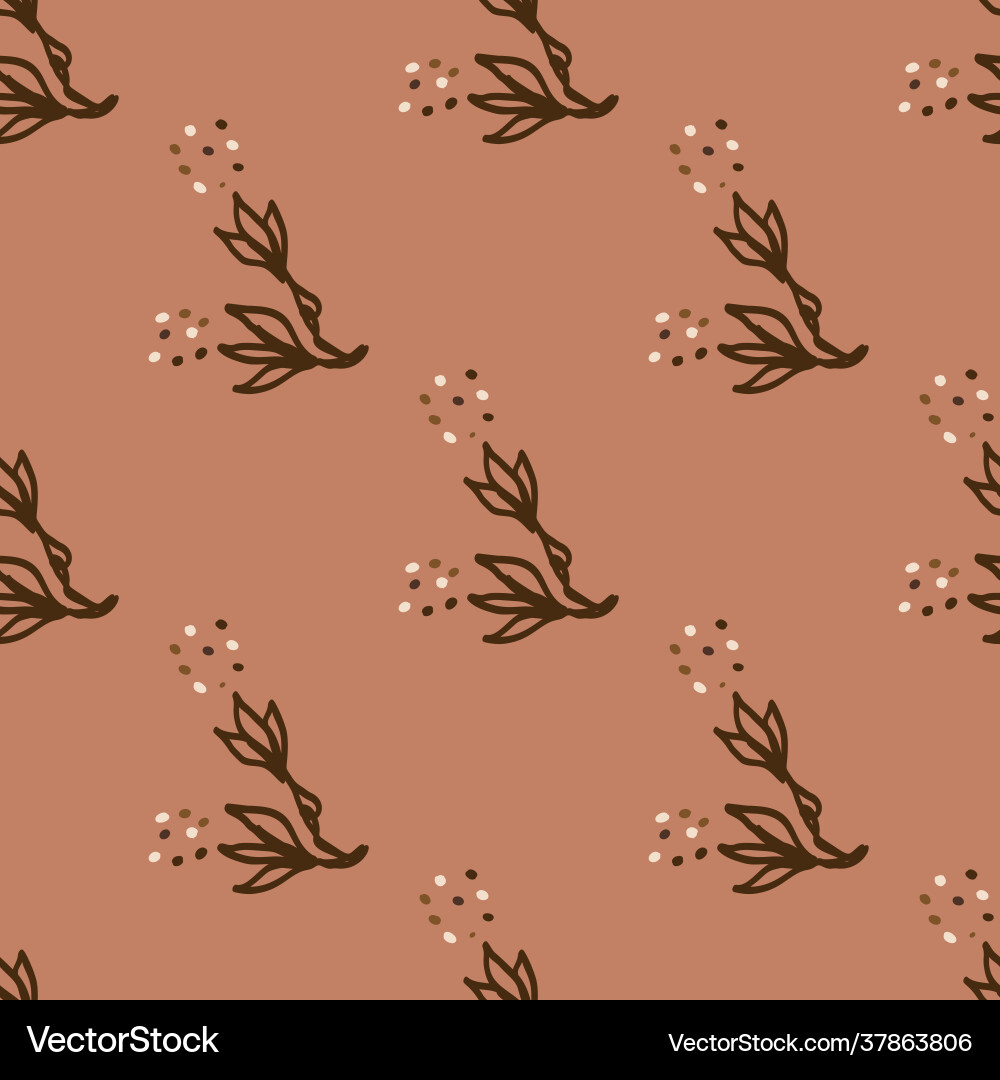 Seamless minimalist doodle floral pattern Vector Image