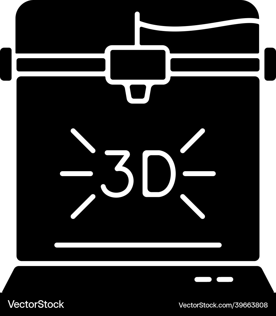 3d printer black glyph icon Royalty Free Vector Image