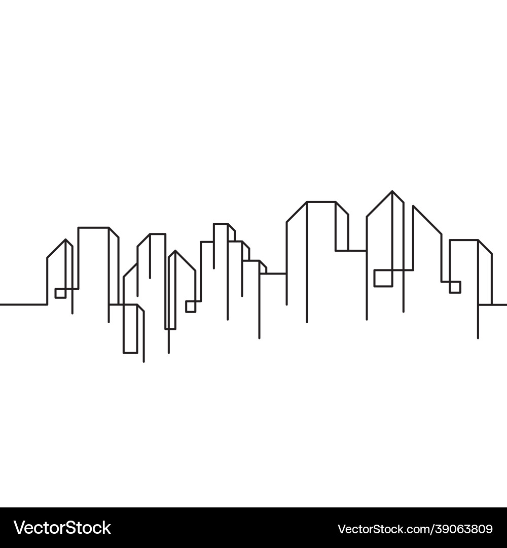 City building line art template Royalty Free Vector Image