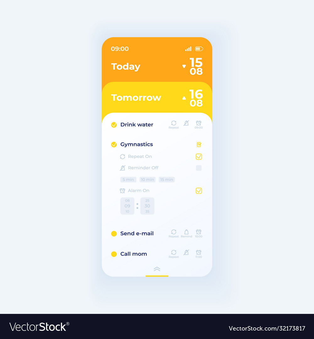 Organizer app smartphone interface template Vector Image Organizer app smartphone interface template Vector Image