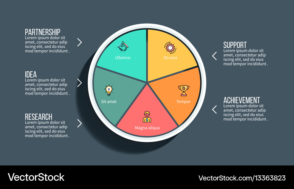 Pie chart presentation template with 5 Royalty Free Vector Image ...