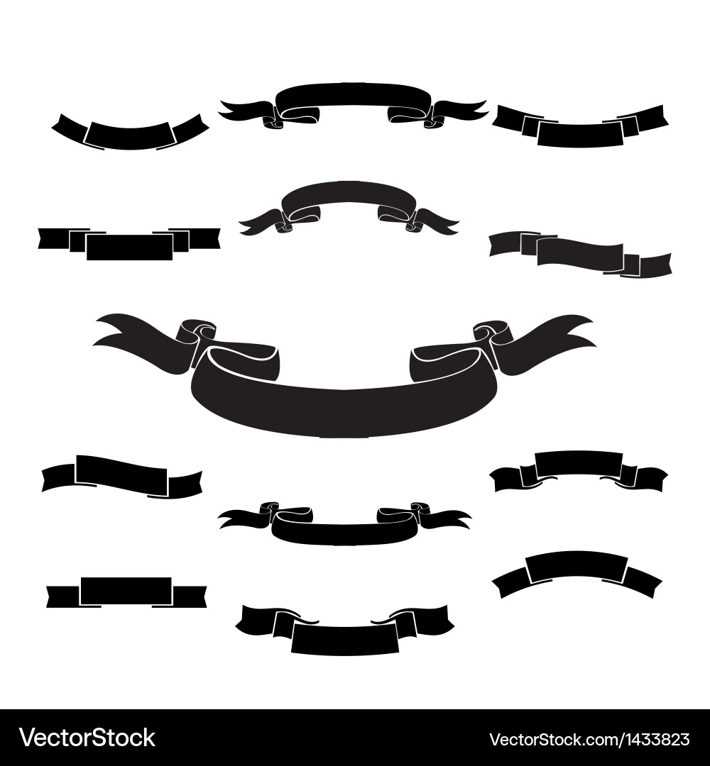 Silhouette set of 13 antique ribbon collect Vector Image by xtremelife ...