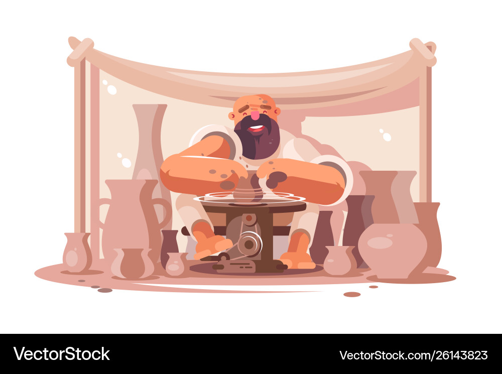 Cartoon smiling potter Royalty Free Vector Image