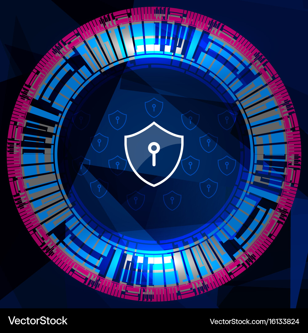 Cyber security shield lock Royalty Free Vector Image