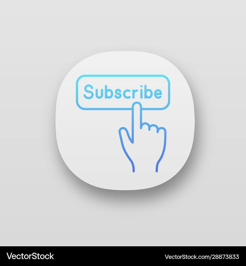 Subscribe button click app icons set Royalty Free Vector