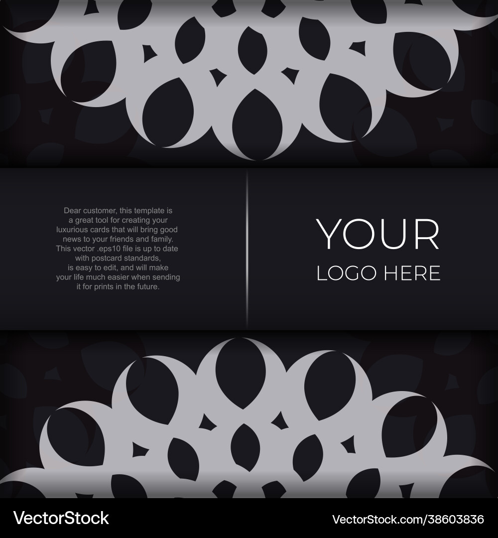 Dark invitation card design with abstract silvery Vector Image