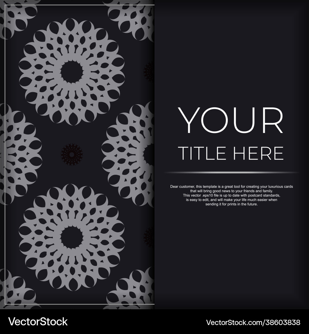 Dark invitation card design with abstract silvery Vector Image