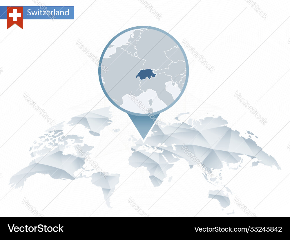 Abstract rounded world map with pinned detailed Vector Image