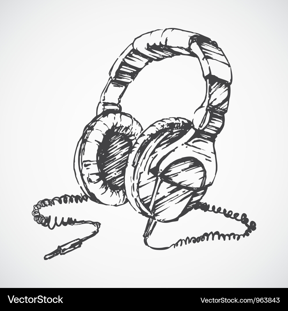 Sketched headphones Royalty Free Vector Image - VectorStock