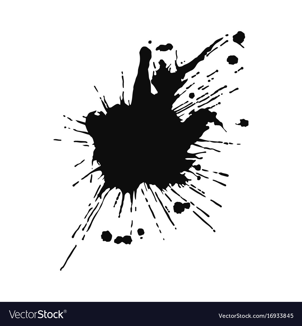 Black ink drop and splash Royalty Free Vector Image