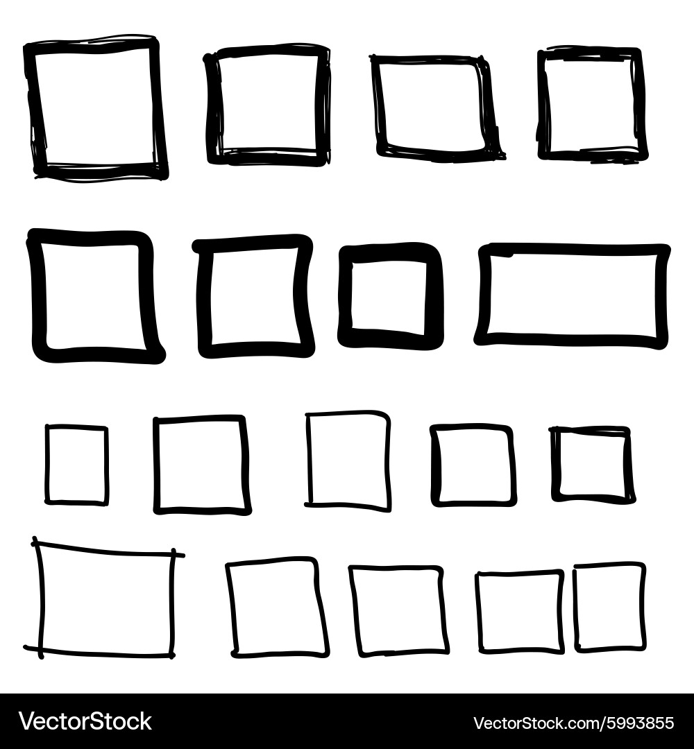 Set hand drawn square Royalty Free Vector Image