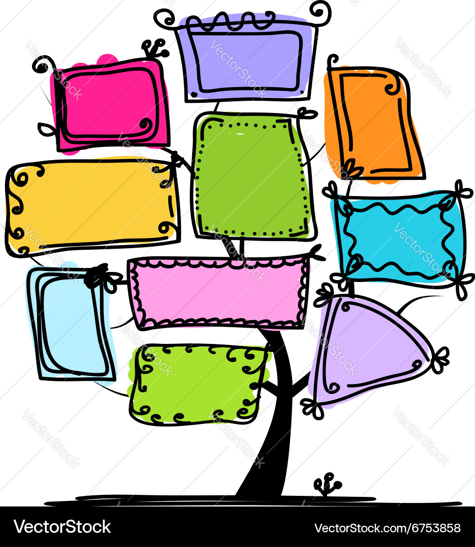 Art tree with frames for your design Royalty Free Vector