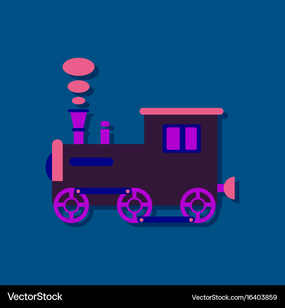 Flat icon design kids train in sticker style Vector Image