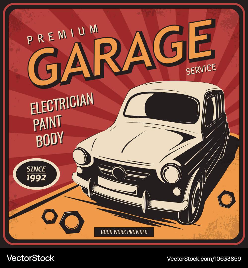 Vintage poster auto repair Royalty Free Vector Image
