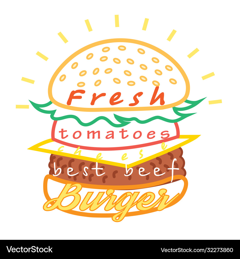 Tasty burger food menu Royalty Free Vector Image