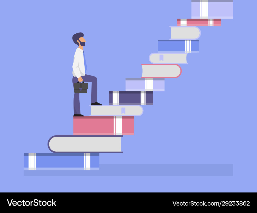 Businessman going up stairs which made from Vector Image
