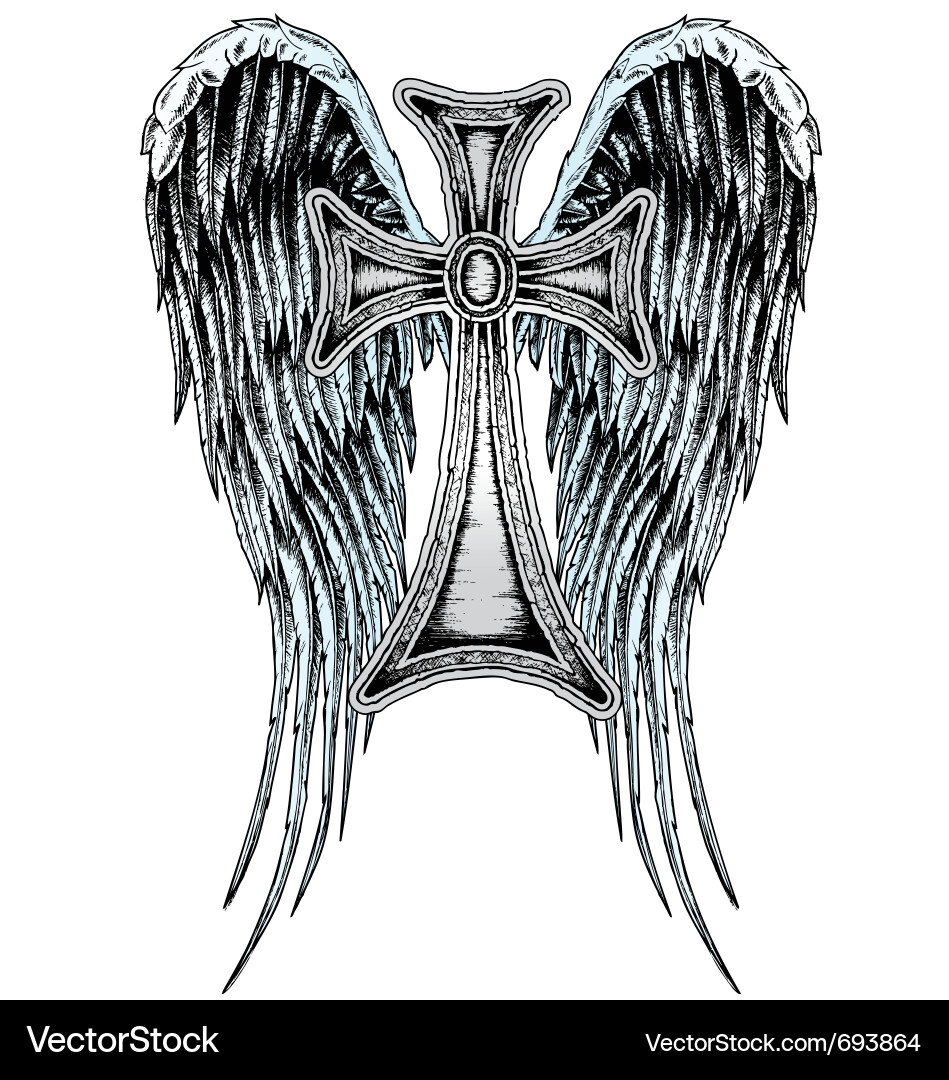 Cross wing emblem Royalty Free Vector Image - VectorStock