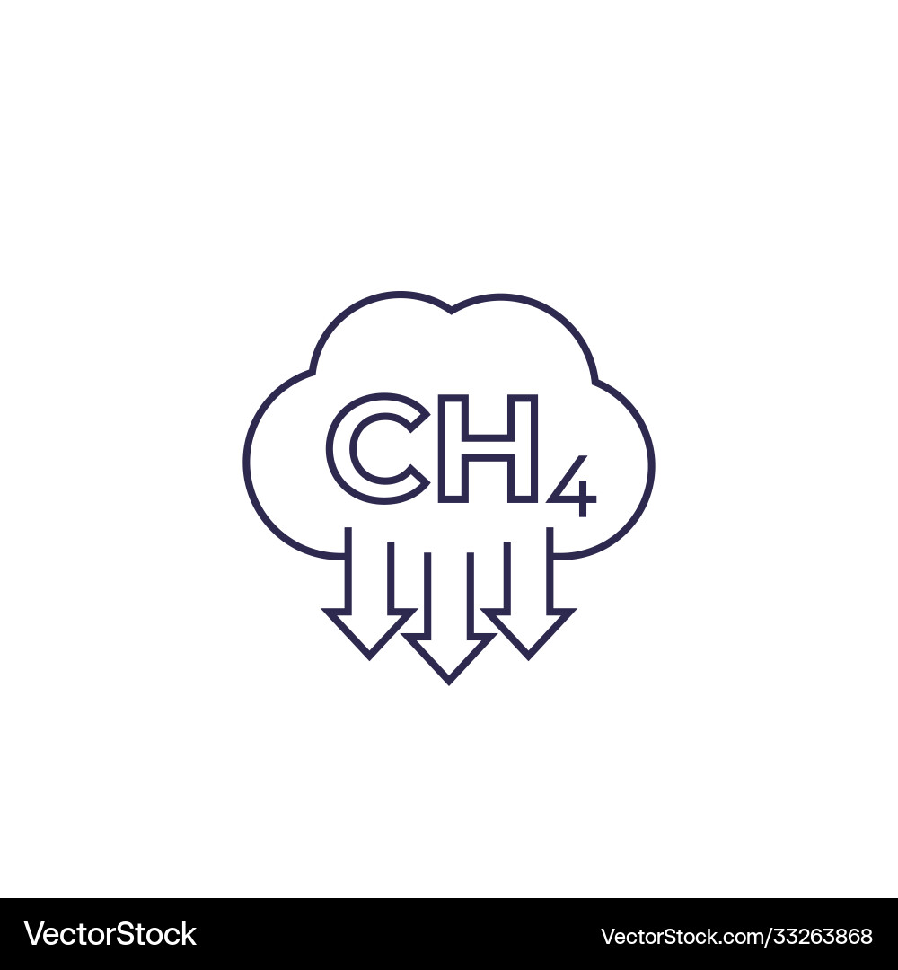 Methane emissions ch4 line icon Royalty Free Vector Image