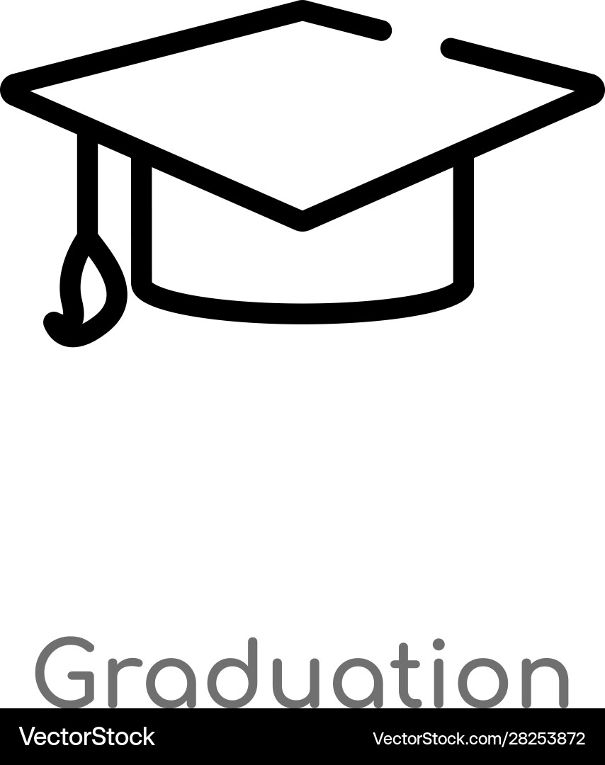 Outline graduation icon isolated black simple Vector Image