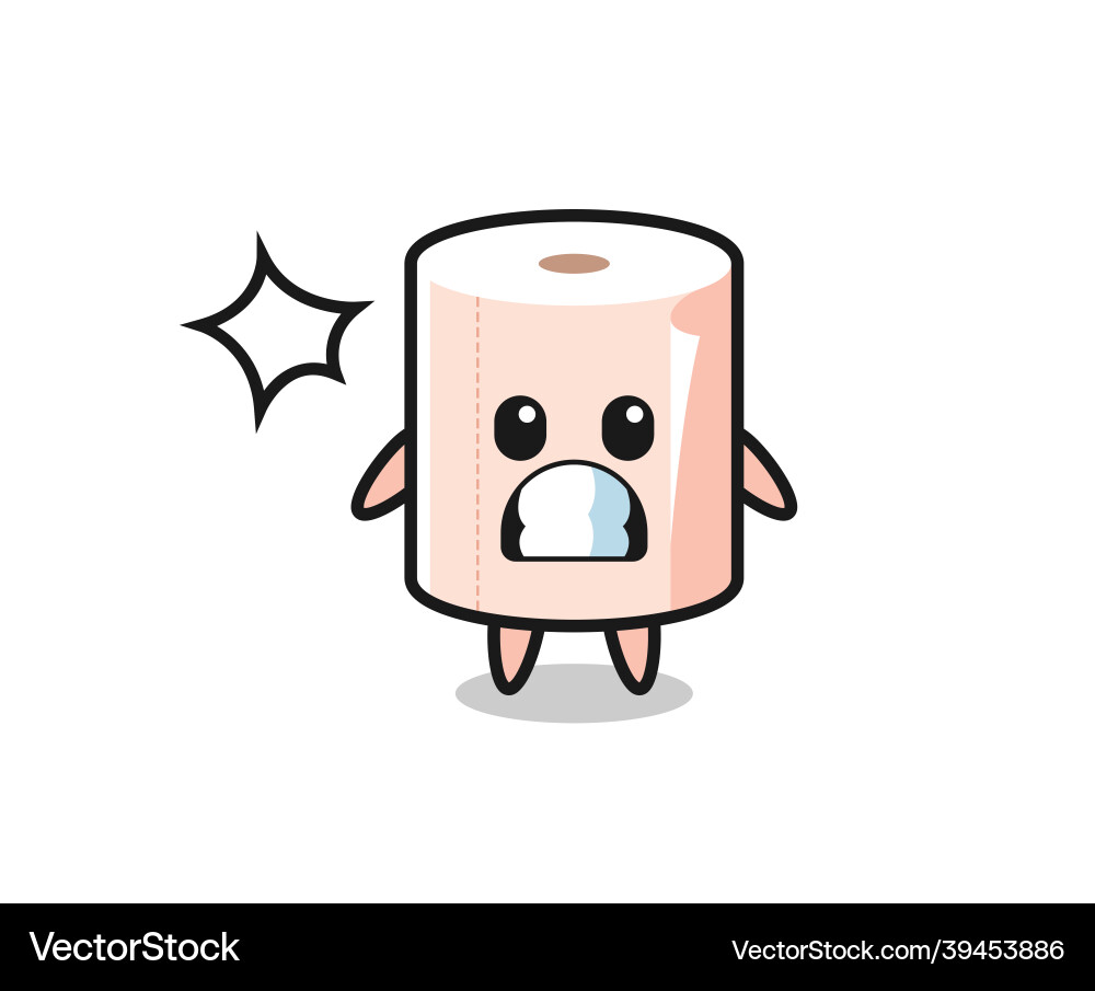 Tissue roll character cartoon with shocked gesture