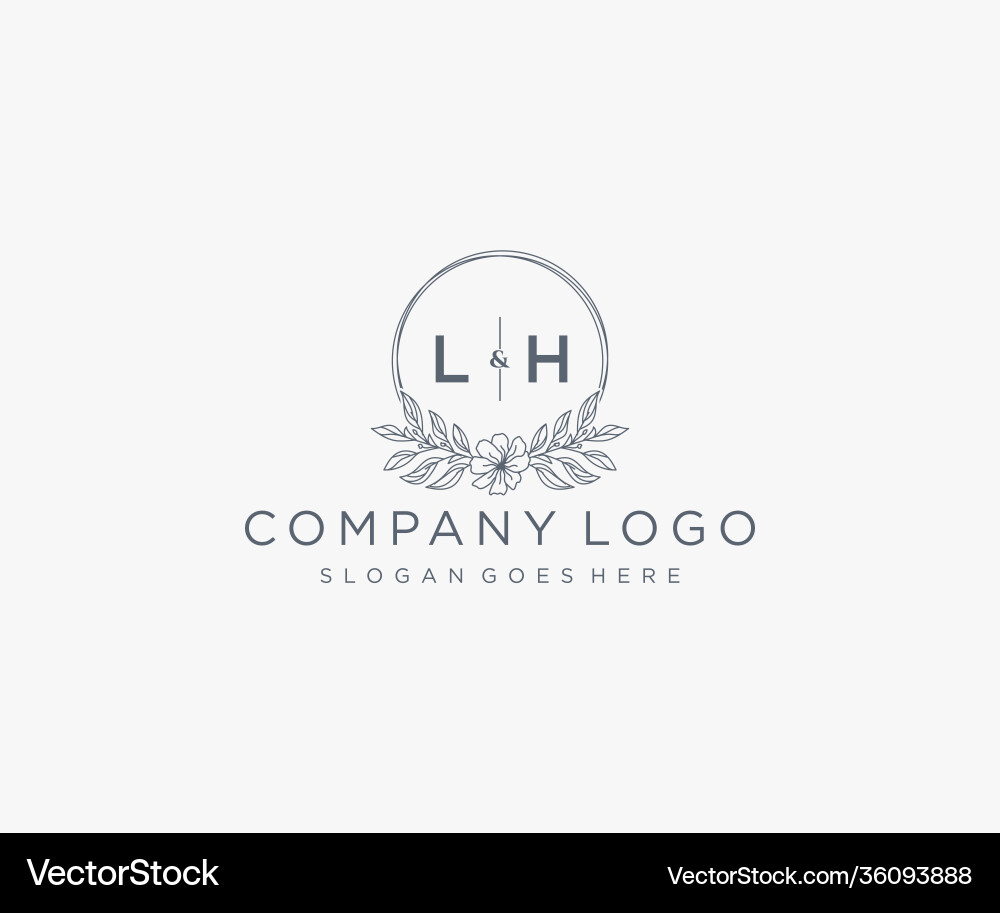 Initial lh letters floral frames unique Royalty Free Vector