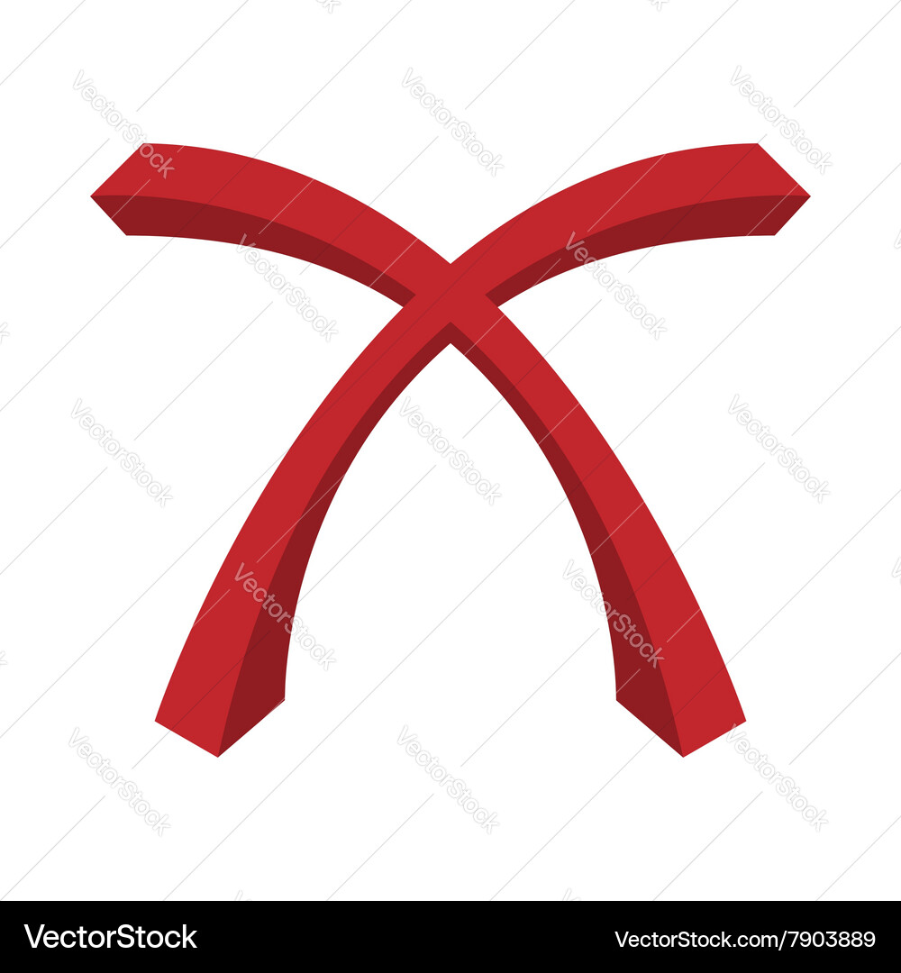 Red cross check mark icon cartoon style Royalty Free Vector