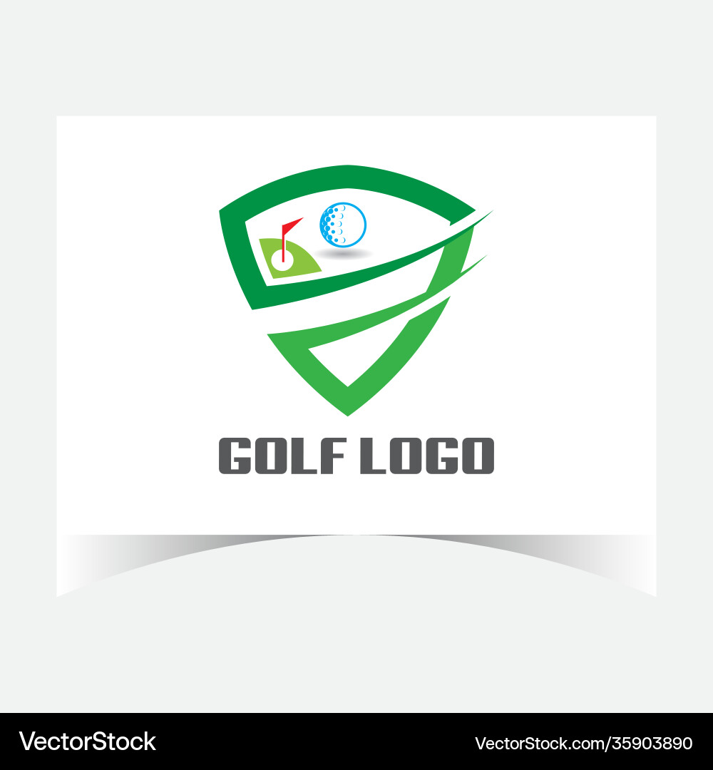 Golf logo with shield Royalty Free Vector Image