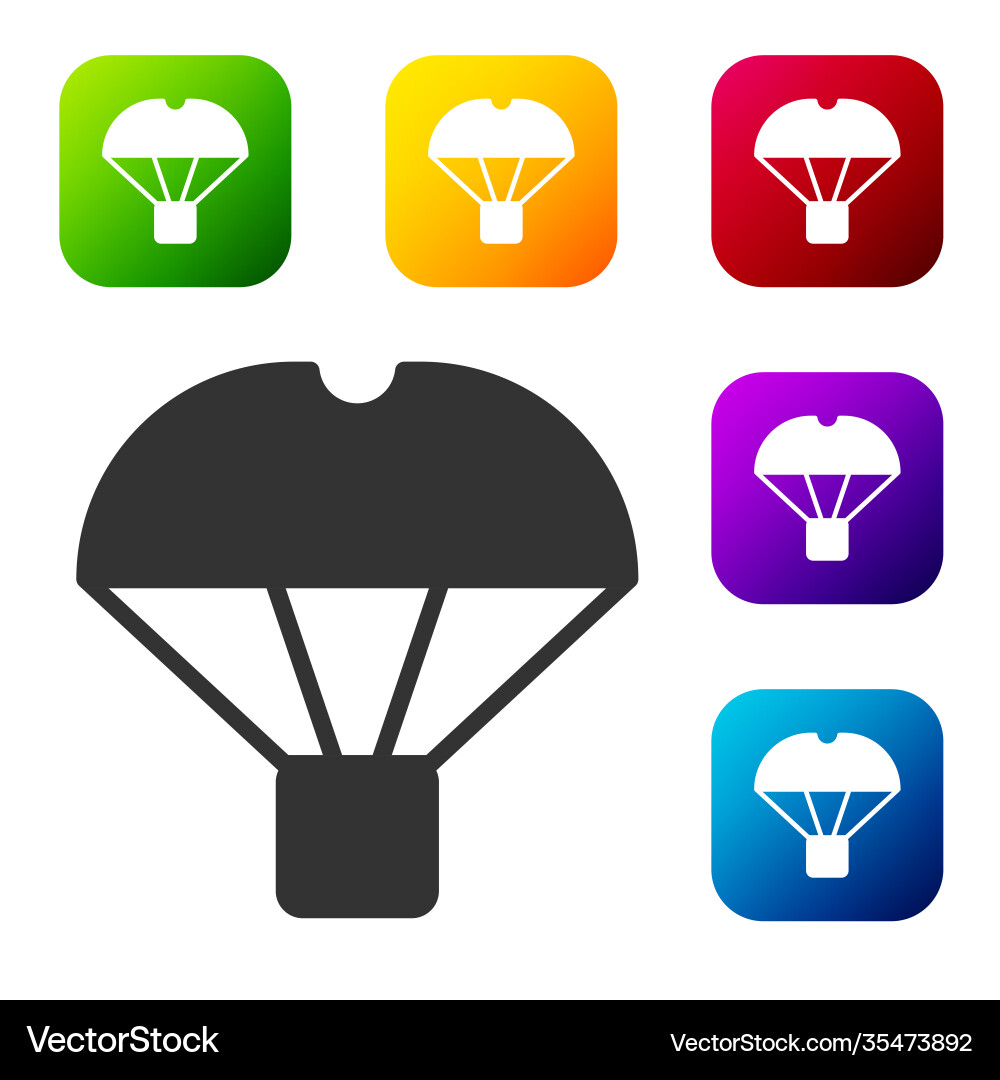 Black box flying on parachute icon isolated Vector Image