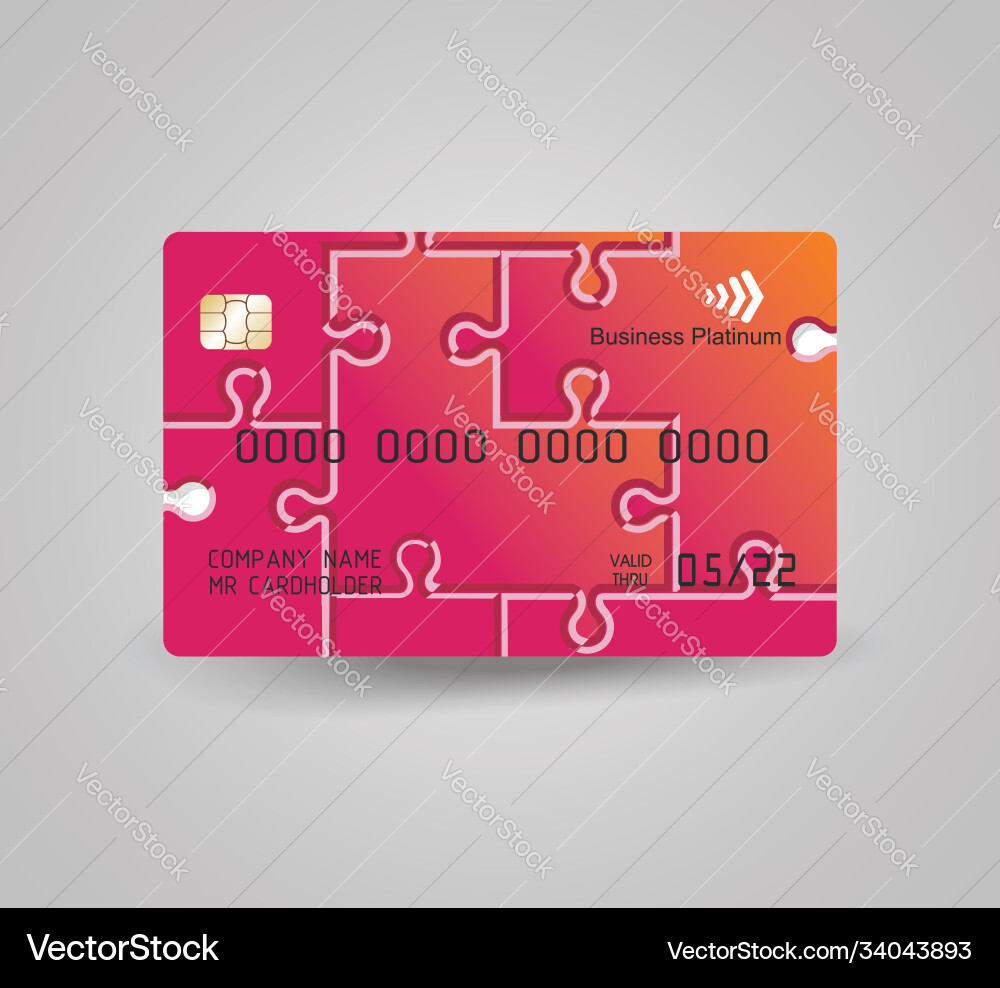 Credit card bright puzzle design with shadow Vector Image