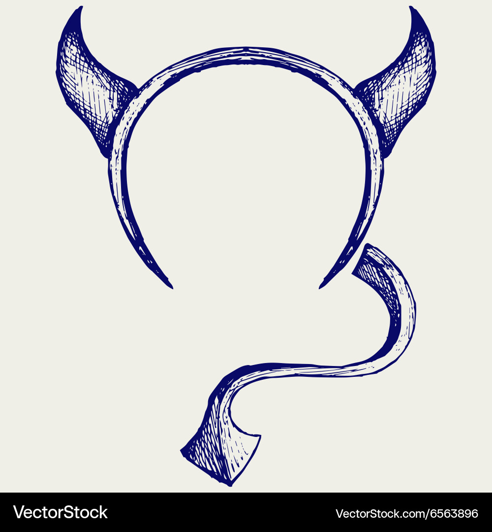 Devil horns and tail Royalty Free Vector Image