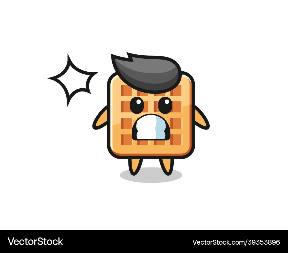 Waffle character cartoon with shocked gesture Vector Image