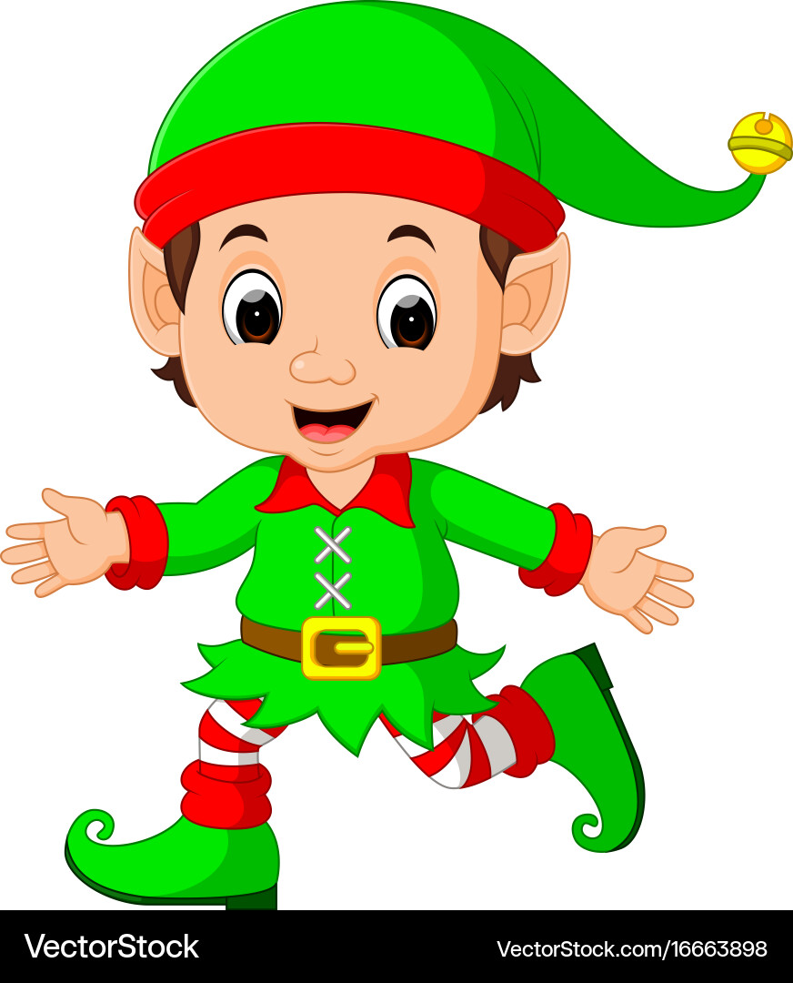 Cute elf cartoon Royalty Free Vector Image - VectorStock