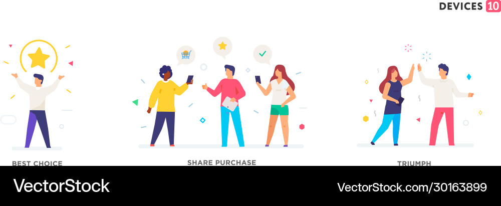 People use gadgets set icons Royalty Free Vector Image