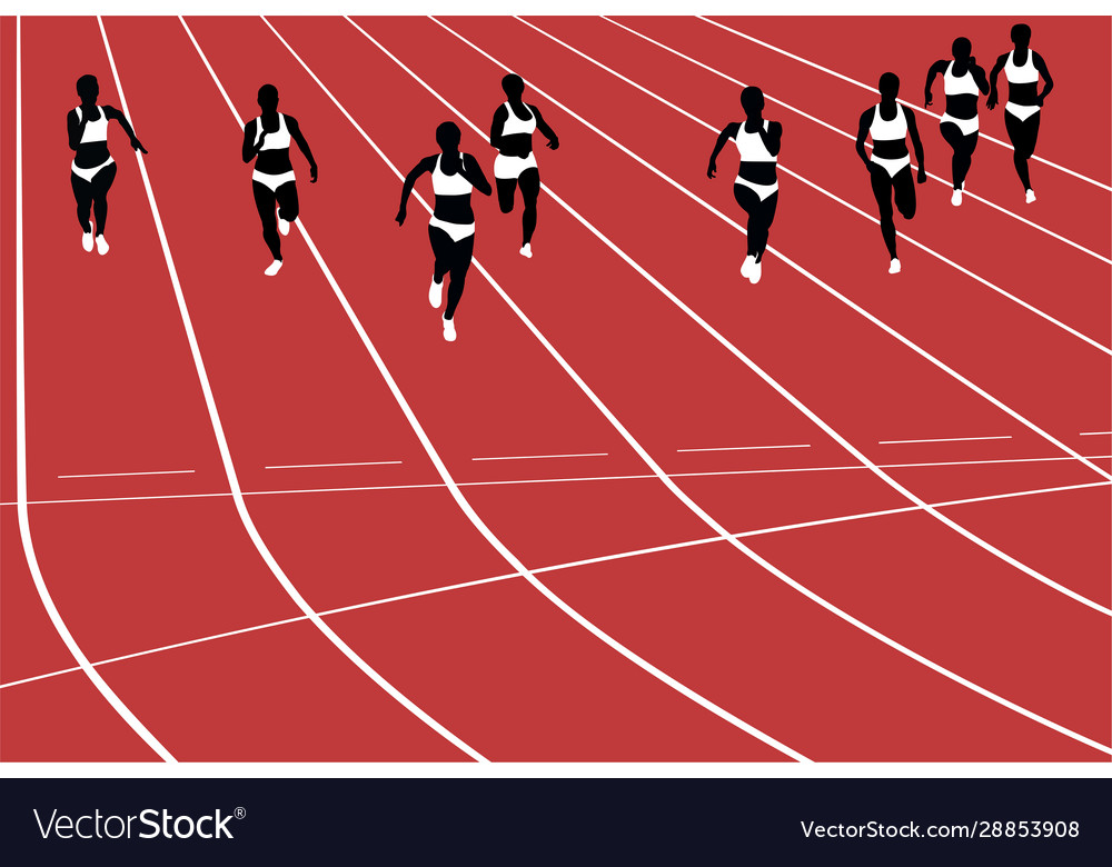 Group women runners running Royalty Free Vector Image